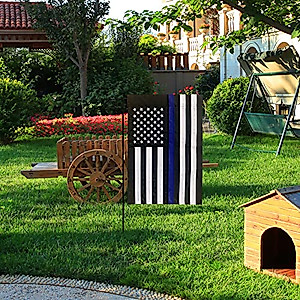 Thin Blue Line Garden Flag 12.5×18 inch, Embroidered Stars American Police Flags, Double Sided Back the Blue Stripe Blue Lives Matter Flag for Outdoor Indoor Yard Lawn Honoring Law Enforcement Officers