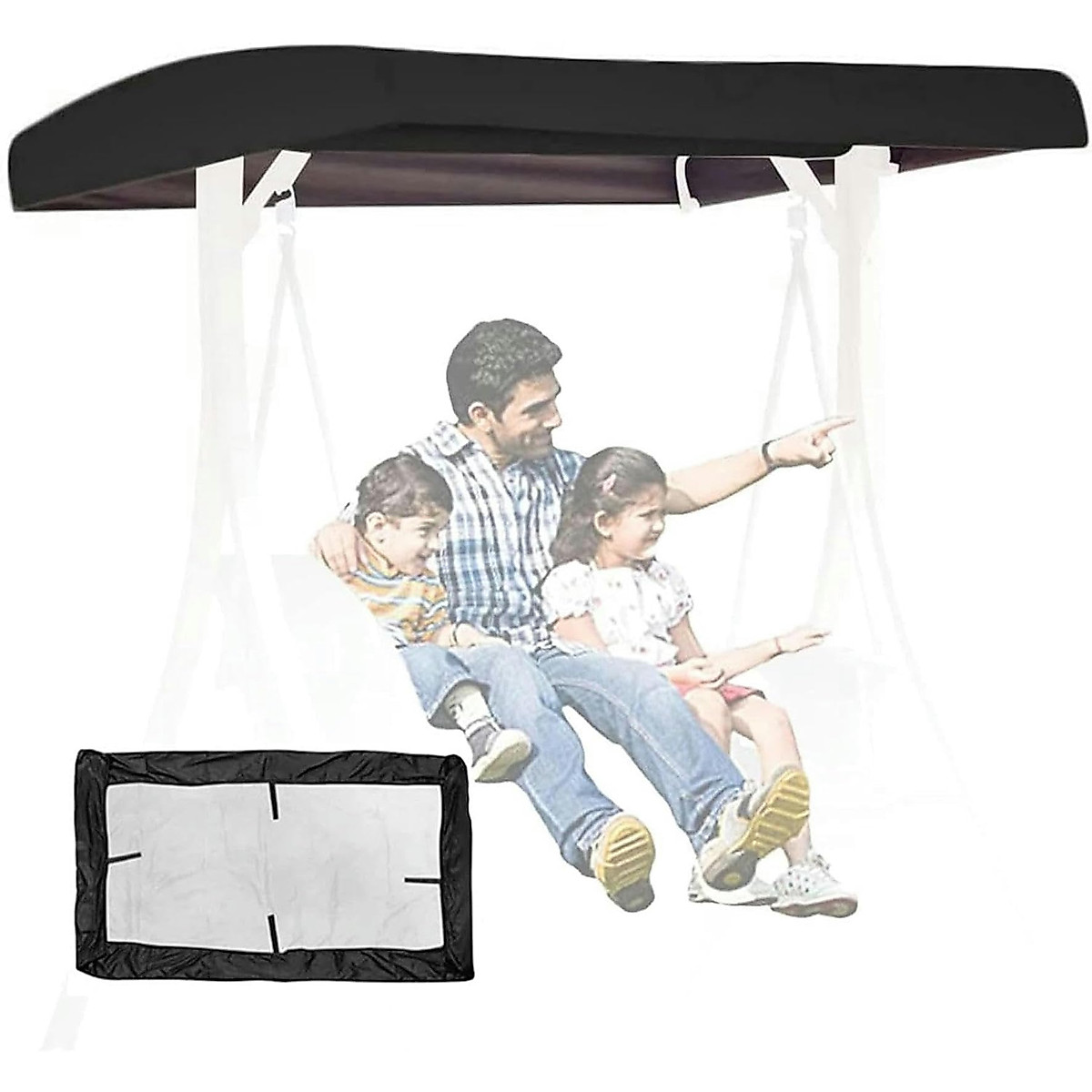 BTURYT 210D Oxford Cloth Patio Swing Top Cover with 4 Reinforced Corner Pockets,Replacement Canopy for Swing Seat 3 Seater Garden Hammock Cover-(top Cover only)