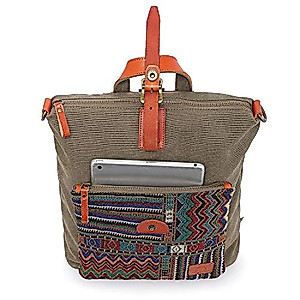 TSD Brand Four Seasons Convertible Canvas Backpack (Olive)