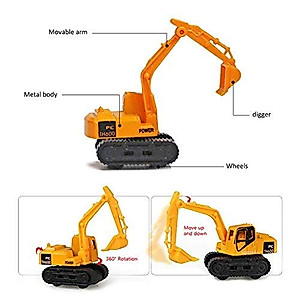 YIMORE Alloy Construction Engineering Truck Models Mini Pocket Size Play Vehicles Cars Toy Cake Toppers for Kids Toddlers Boys (5Pcs Set)