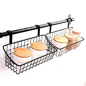 LeleCAT Basket with hook Grid Storage Basket, Hang it behind a door or on a railing, Over the Cabinet Door, Small, BLack,1 Pack