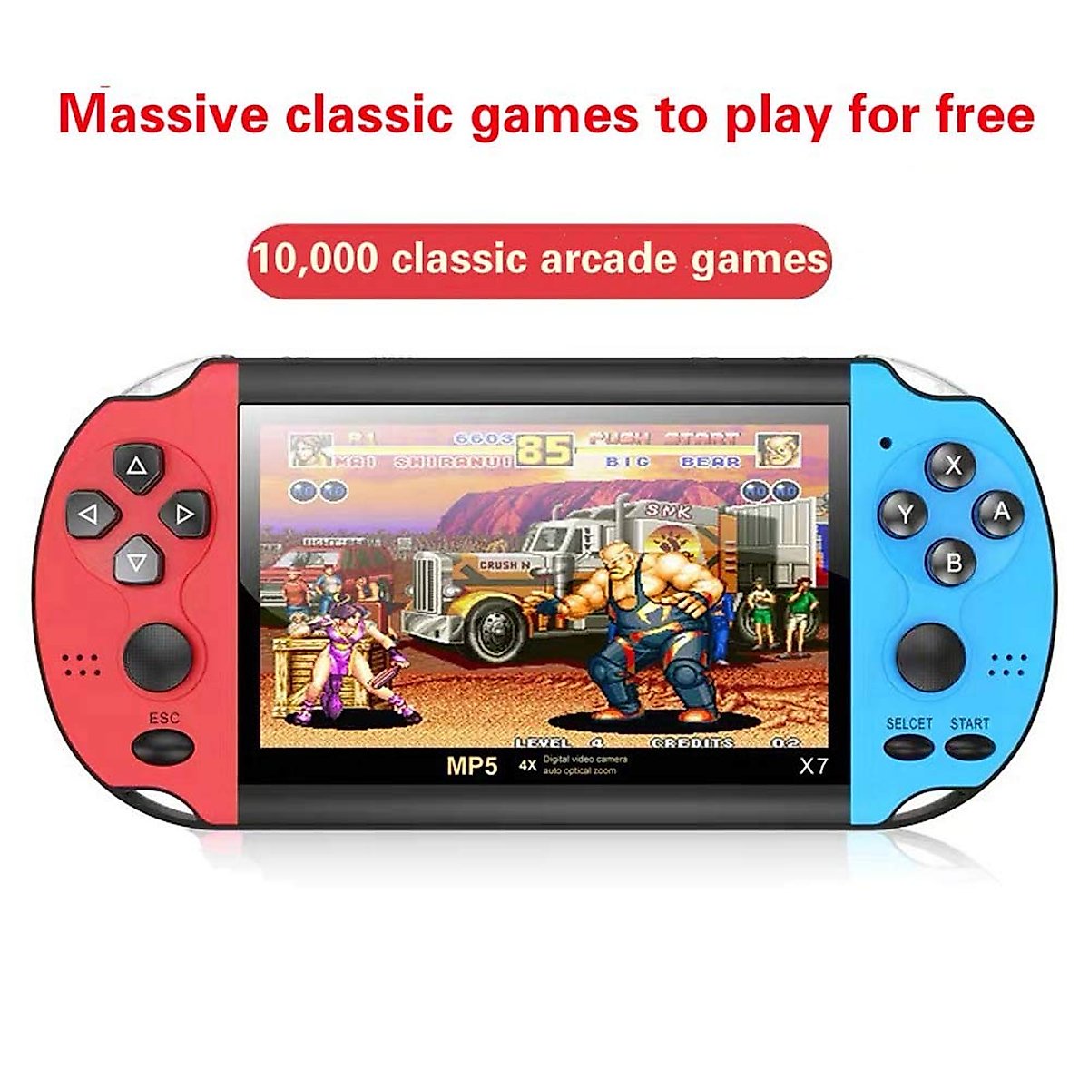 MNTT Portable Handheld Games,Built-in 10000 Games Electronic Machine Arcade Videogames Dual-Shake Play Vidio Player Video Game Console(Red&Blue)