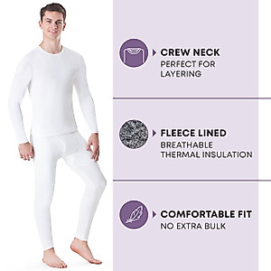 Rocky Thermal Underwear for Men (Long Johns Thermals Set) Shirt & Pants, Base Layer (White - Standard Weight/X-Large)