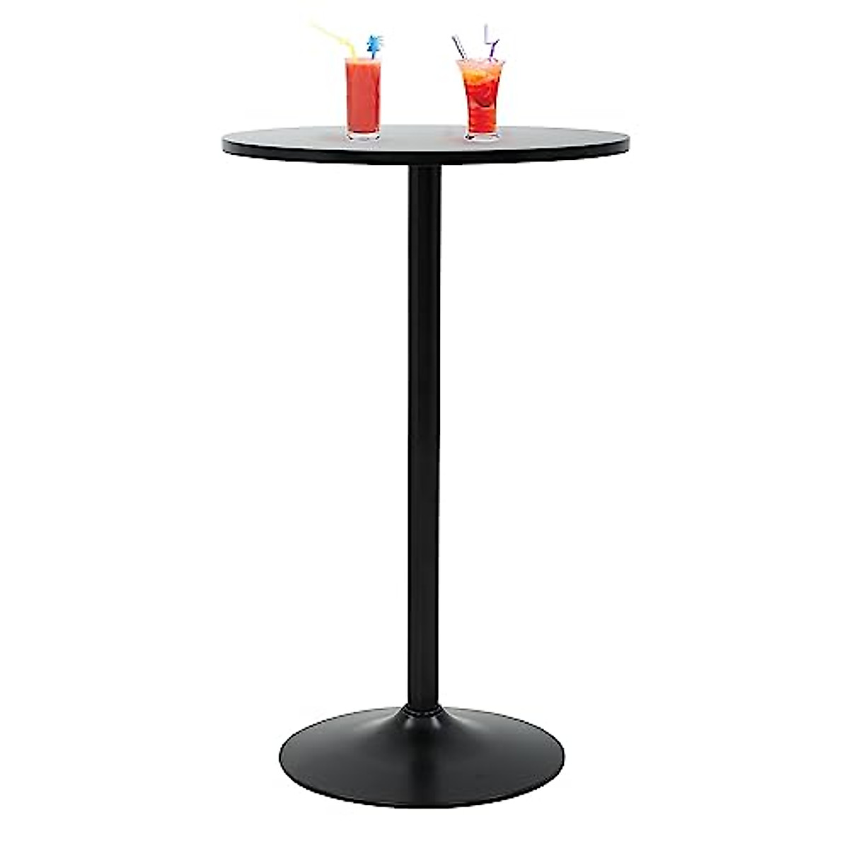 Round Bar Table 40" Height Modern Pub Table with Solid Top and Sturdy Metal Base, High Top Table for Kitchen, Dining Room, Bistro, Cocktail, Black