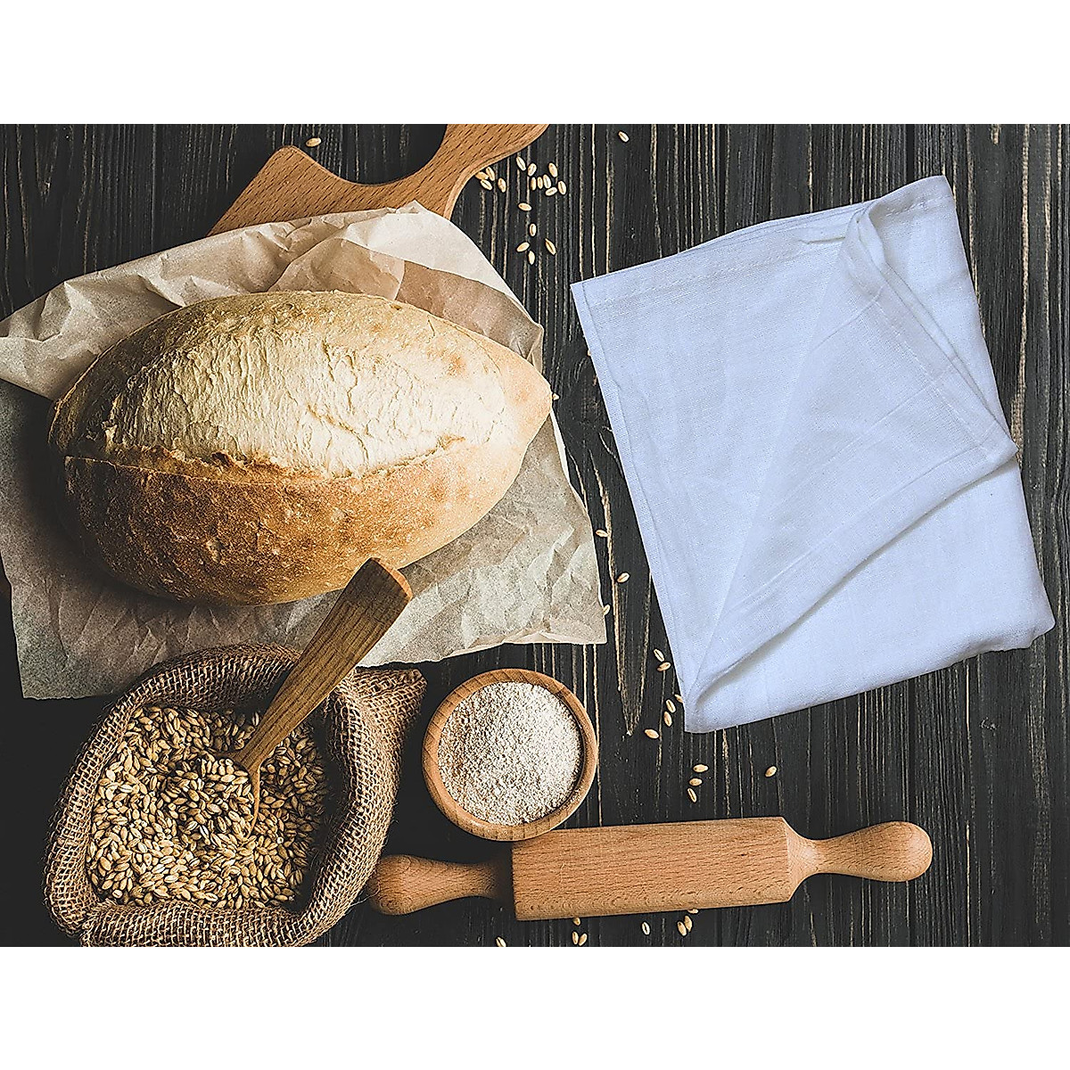 [18 Pack] Flour Sack Kitchen Dish Towels - Lint Free Soft 100% Ring Spun Cotton - Large 28x28 - White