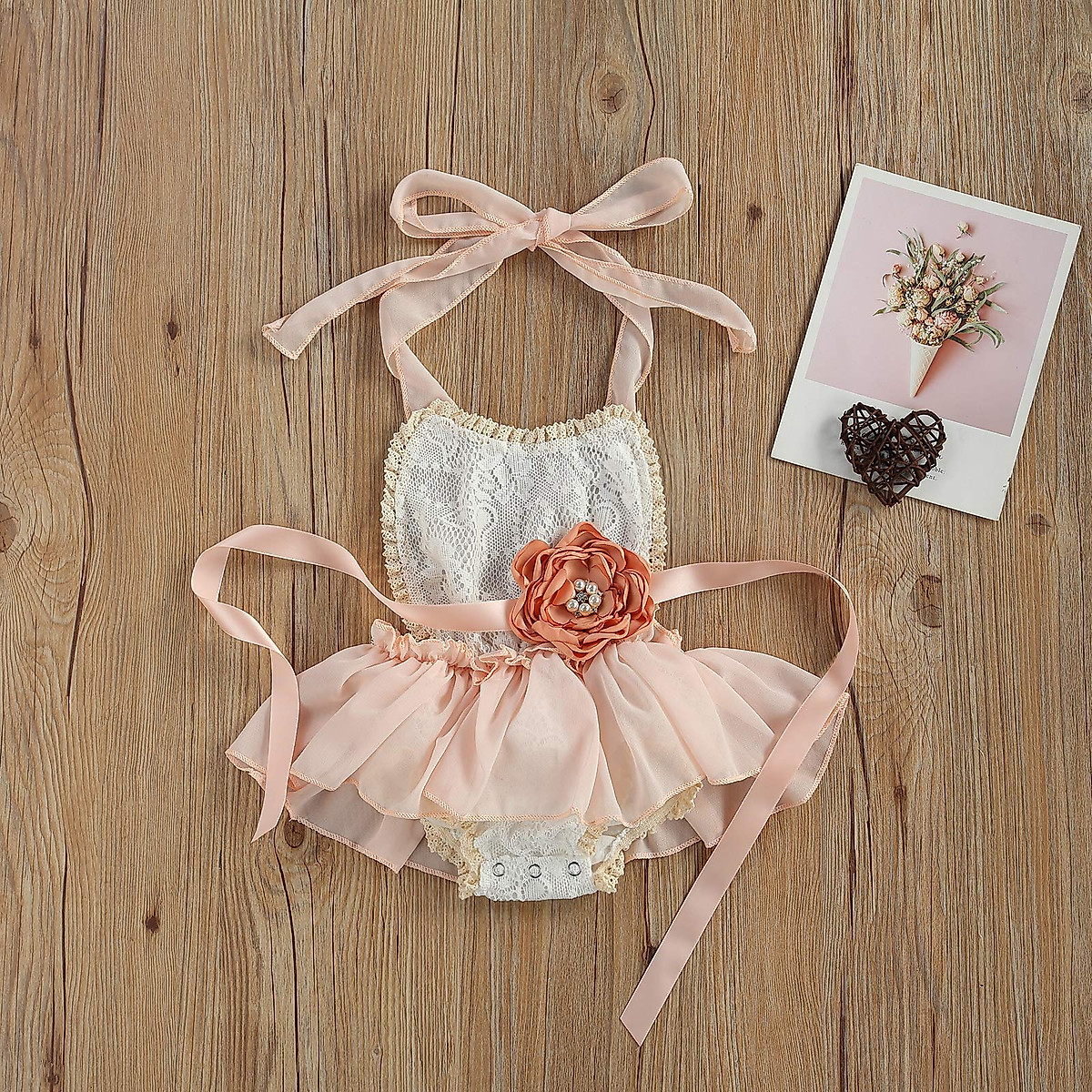 LeSury Baby Girl Tutu Dress Outfit Newborn Lace Halter Backless Jumpsuit Romper Sleeveless Bodysuit (Pink, 3-6 Months)