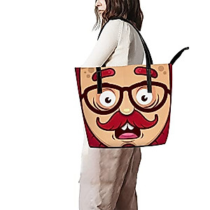 Fashionable women's handbag tote bag, Funny Cartoon Faceprinted shoulder bag is light and durable