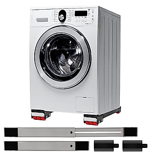 2 Pack Heavy Duty Extensible Appliance Rollers, Adjustable Washing Machine Base Washer Dryer Pedestals Wheels, Easy Sliders Appliance Movers for Refrigerators, Dishwashers, Max Load 500KG (Silver)