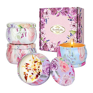 Scented Candles Gift Set, 4 Pack Candles for Home Scented, Soy Wax Aromatherapy Candle Set, Natural Fragrance Candles for Home Scented, Ideal for Birthday, Christmas, Thanksgiving, Mother's Day