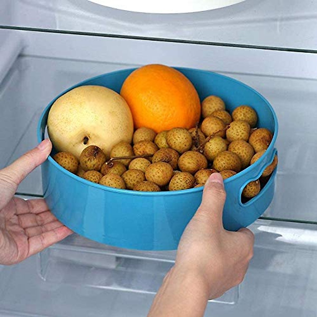 Multi-Function Rotating Tray, Multi-Function Rotating Storage Rack Kitchen Spice Organiser, Kitchen Organizer, Cosmetics Organize, Multi-Function Non-Slip 360° Rotary Organizer Tray (Blue)