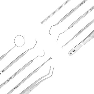 KOEL Dental Tools Kit Stick Oral Care Interdental Teeth Cleaning Teeth Whitening Dentist Floss Calculus Plaque Remover Probe, Mirror Dentist Kit (5P Dental Set)