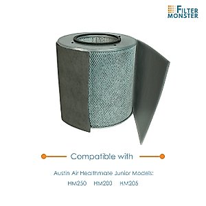 Filter-Monster.com Filter-Monster True HEPA Replacement Compatible With Austin Air Healthmate Junior Filter, With White Carbon Pre-filter