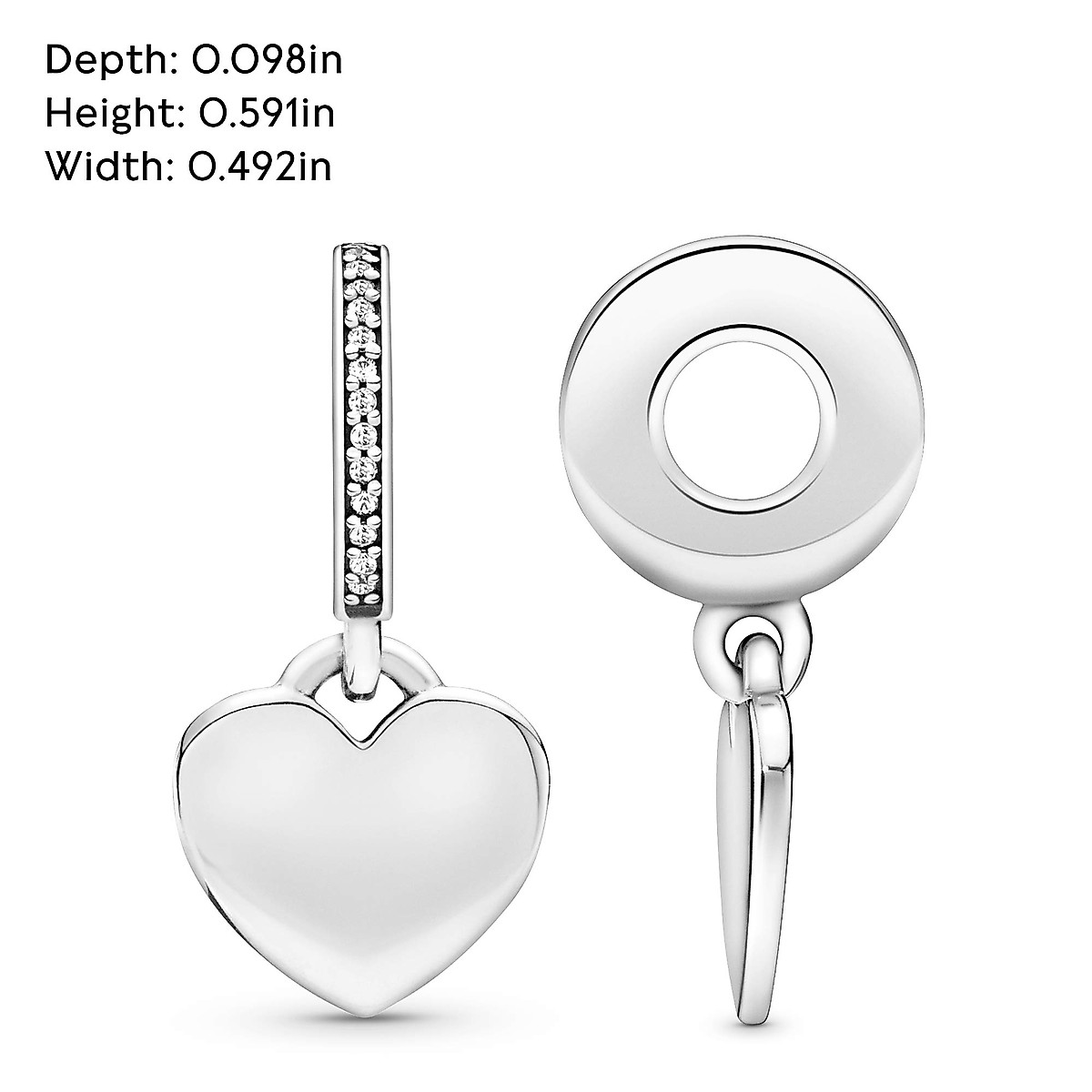 PANDORA Heart Dangle Charm - Compatible with PANDORA Moments Bracelets - Jewelry for Women - Made with Sterling Silver & Cubic Zirconia