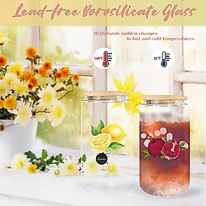 VEVELU 25 Pack Sublimation Glass Cups with Lids and Straws 16oz Clear Sublimation Glass Can Blanks Tumblers Glass Sublimation Cups with Bamboo Lid Drinking Juice Jars Beer Can Glass Iced Coffee Cups