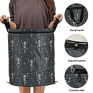 Dancing Skull Halloween Pop Up Laundry Hamper with Lid Foldable Storage Basket Collapsible Laundry Bag for Camping Hotel Dormitory