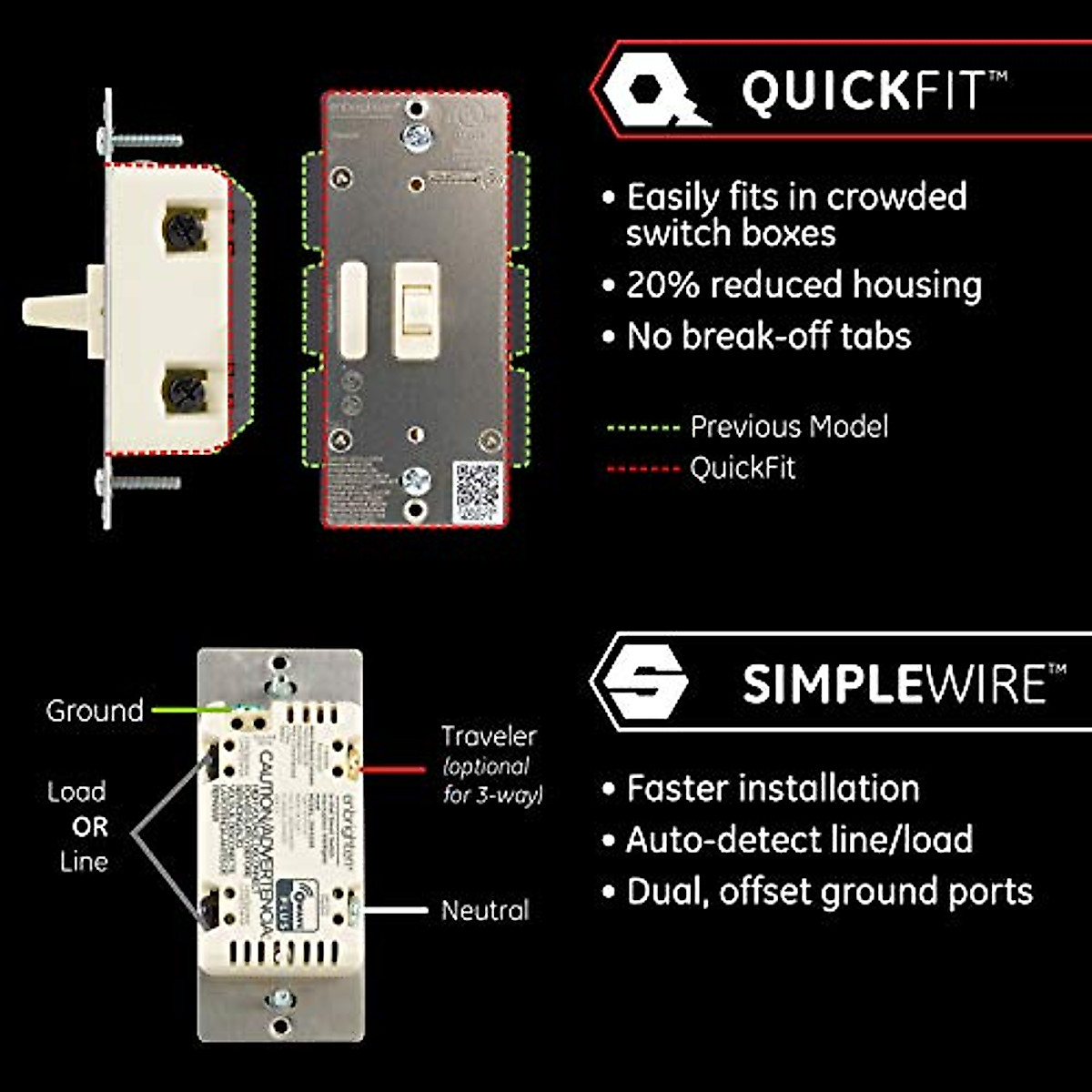 Enbrighten Almond Z-Wave Plus Smart Light Switch with QuickFit and SimpleWire, 3-Way Ready, Compatible with Alexa, Google Assistant, ZWave Hub Required, Repeater/Range Extender, Toggle, 14293
