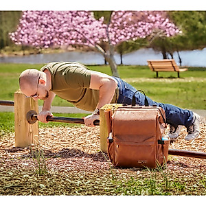 Hannah & Sophia Soho Traverse Baby Diaper Bag Backpack in Brown Leather