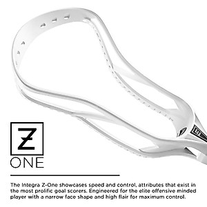 Epoch Integra Z-One Unstrung Lacrosse Head for Attack/Midfield with Knot Lock Technology, White