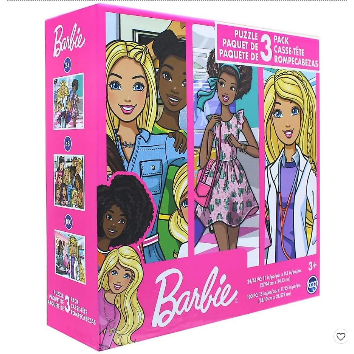 Hasbro Shop Barbie Jigsaw Puzzle Set for Kids - Barbie Gift Bundle with 3 Barbie and Friends Puzzles Plus Unicorn and Pikmi Pops Stickers and More (24, 48, and 100 Piece Count Puzzles)