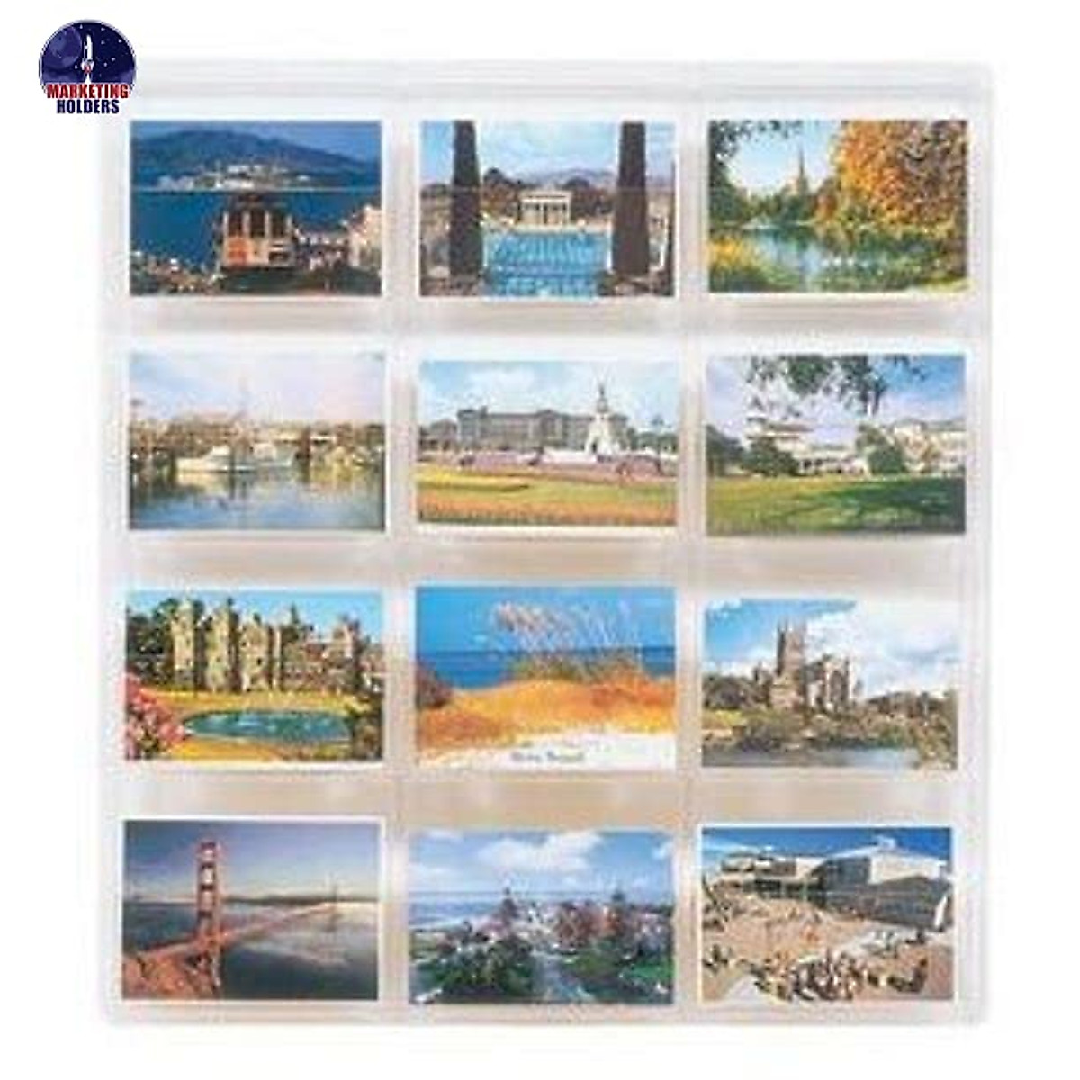 2 Pack Post Card Holder Acrylic 12 Pocket Holds 6" Printed Media Hanging Hardware Included Use at Shops Motels Airports and Transportation Centers Historical Sites Stores Clear by Marketing Holders