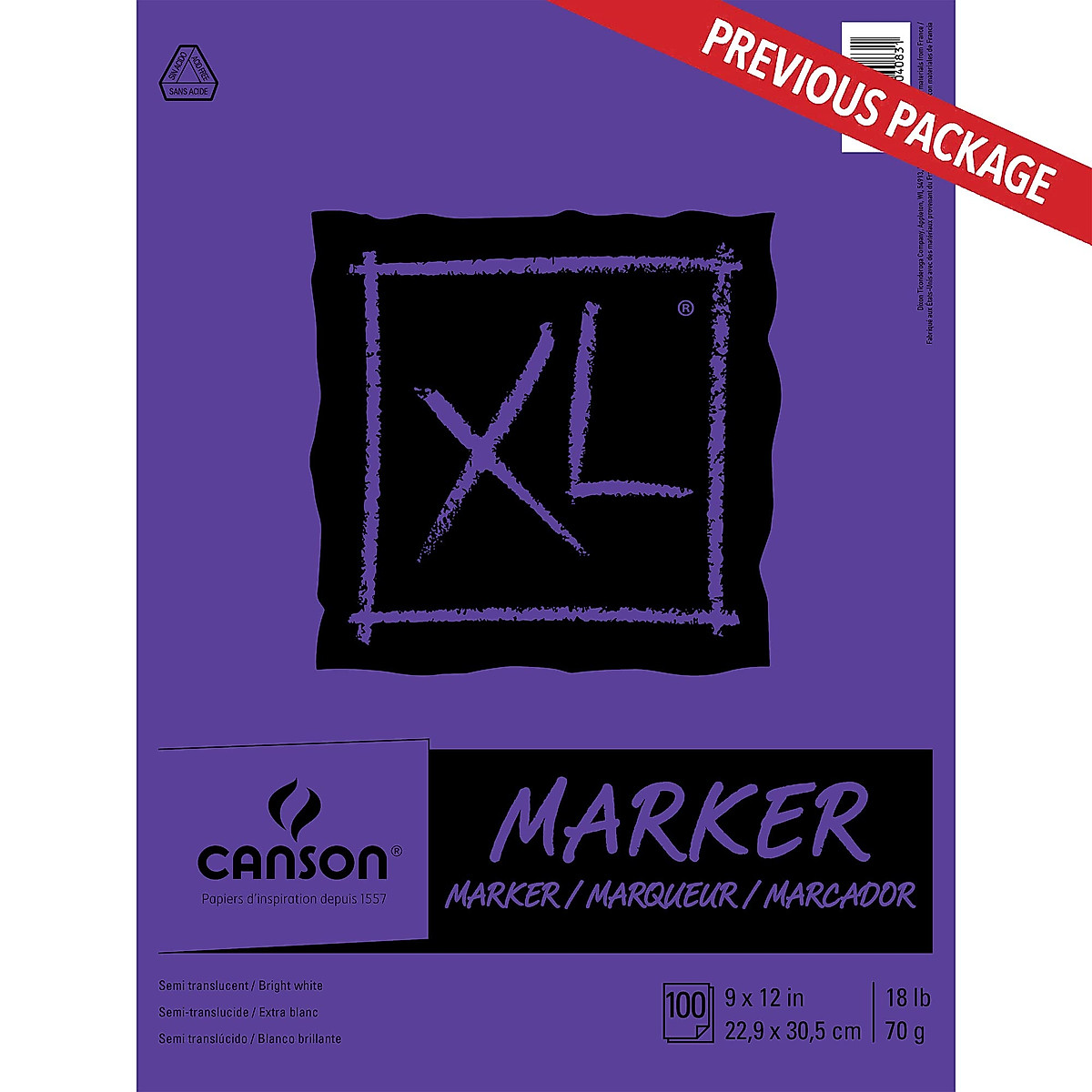 Canson XL Series Marker Paper, Foldover Pad, 9x12 inches, 100 Sheets (18lb/70g) - Artist Paper for Adults and Students