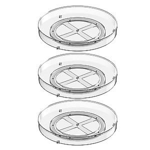 SANNO Lazy Susan Turntable Organizer Cabinet Organizer 12" Divided Lazy Susan Turntable Storage Container for Kitchen Cabinet