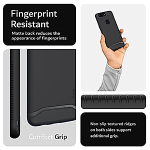 TUDIA DualShield Designed for OnePlus 5T Case, [Merge] Shockproof Heavy Duty Military Grade Dual Layer Slim Protective Case Cover - Matte Black