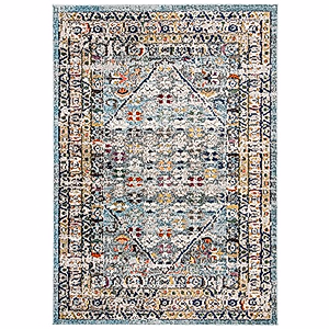 SAFAVIEH Monaco Collection 2'2" x 4' Blue/Light Grey MNC255M Boho Chic Oriental Distressed Non-Shedding Living Room Bedroom Accent Rug