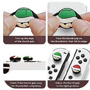 Switch Thumb Grips Joystick Caps Compatible with Nintendo Switch/OLED/Lite Controller Accessories, FUNLAB Cute Silicone Analog Stick Cover for Mario Fans, 4PCS - Green & Red Koopa Turtle Shell