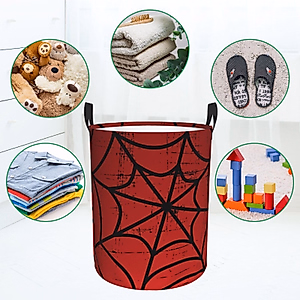AMABCDET Collapsible Laundry Basket with Handles, Waterproof Oxford Fabric Spider Web Black Line Pattern Hamper Storage Organizer for Laundry Room Bedroom Bathroom College Dorm