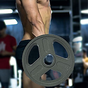 Multiple Olympic 25LB Weight Plate, Bumper Plates Barbell Weights with 2 Inch Grip for Strength Training Weightlifting Weight Loss Home Gym Equipment (3-hole 25lb plate GN)