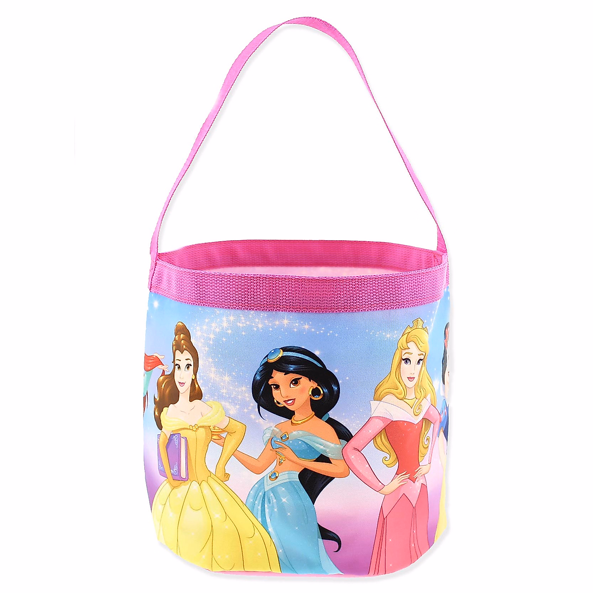 Disney Princess Girls Collapsible Nylon Gift Basket Bucket Tote Bag (One Size, Pink)