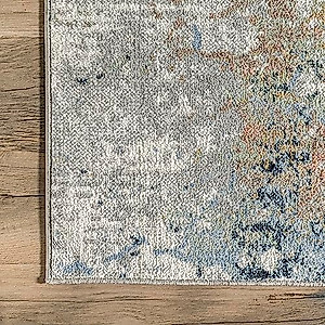 nuLOOM Luca Abstract Splatter Machine Washable Area Rug, 5' 3" x 7' 6", Beige