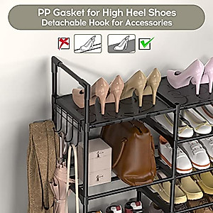 WEXCISE Large Shoe Rack Organizer 9 Tiers 4 Rows for 64-72 Pairs Shoe and Boots, Tall shoe storage Metal Shoe Organizer garage shoe storage Black for Entryway, Closet, Bedroom, Hallway