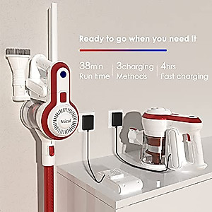 Micol Cordless Vacuum Cleaner, Lightweight Stick Vacuum with 2 Modes Powerful Suction, Max 38mins Runtime, Detachable Battery, 6 in 1 Household Vacuum Cleaner for Home Hard Floor Carpet Pet Hair Car