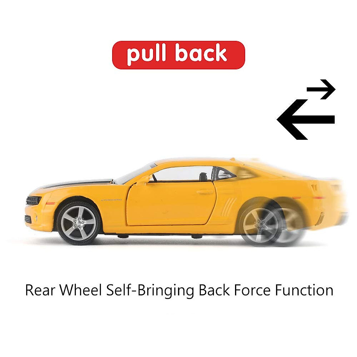 TGRCM-CZ 1/36 Scale Chevrolet Camaro Casting Car Model, Camaro Bumblebee Zinc Alloy Toy Car for Kids, Pull Back Vehicles Toy Car for Toddlers Kids Boys Girls Gift (Yellow)