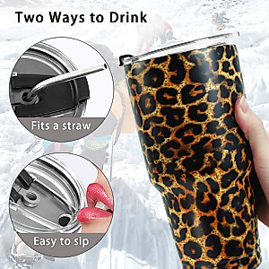 SYACOT 30oz Tumbler Double Wall Stainless Steel Vacuum Insulated Travel Mug with Splash-Proof Lid Metal Straw and Brush