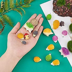 SUPERFINDINGS 22Pcs Hedgehog Shape Resin Animal Model Ornaments Miniature Fairy Garden Accessories 25x18mm Hedgehog Mushroom Set Miniature Figurines for Fleshy Bonsai Outdoor Garden Decoration