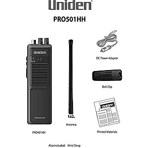 Uniden PRO501HH Pro-Series 40-Channel Portable Handheld CB Radio/Emergency/Travel Radio, Large LCD Display, High/Low Power Saver, 4-Watts, Auto Noise Limiter, NOAA Weather, and Earphone Jack