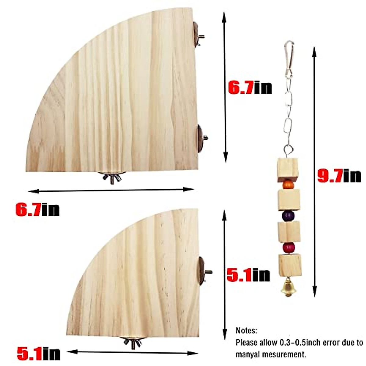 KYHSOM 2 Pack Bird Perch Platform, Wood Perch Bird Platform Parrot Stand Playground Cage Accessories for Small Animals Parrot Parakeet Conure Cockatiel Budgie Gerbil Rat Mouse Chinchilla