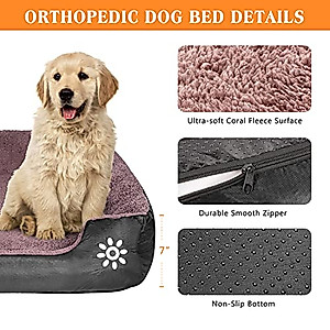 PUPPBUDD Orthopedic Dog Beds for Medium Dogs, Washable Bolster Dog Bed, Egg Creat Foam Pet Sofa with Removable Washable Cover, Waterproof Lining and Nonskid Bottom Couch for Comfortable Sleep