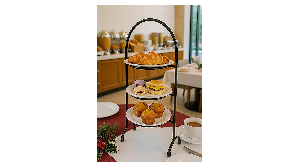 Creative Home 3-Tier Metal Dessert Plate Rack for Parties & Buffets