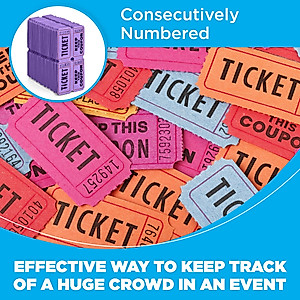 HENRY DOTS 50/50 Double Raffle Tickets - Orange - 100 Ticket Count Per Pack - Easy Tear Away Stubs for Contact Info - Raffle Drum Tickets for Drinks, Carnival, Chinese Auction, Events