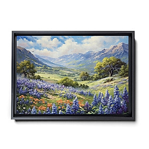 Enchanting Texas, Native Texas Hill Country Bluebonnet Landscape - Fine Art Print Mounted in a White Mat Board