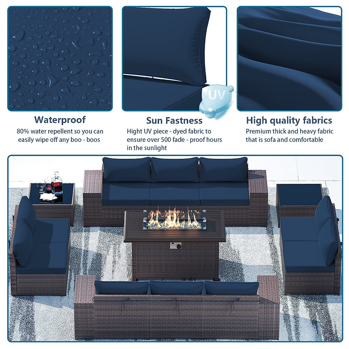 Gotland Patio Cushion Covers Replacement, Outdoor Cushion Slipcovers, Waterproof Chair Seat Cover for Sofa Couch Furniture Outside Zipper Design