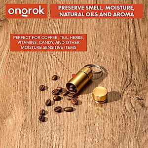 ONGROK Premium Mini Storage Tube, Keychain, Pocket-Sized, Airtight, Aluminum Metal Holder and Case (Gold)
