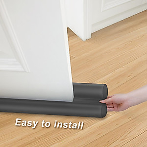 MAXTID Door Draft Stopper 36 Inch, Fits Door Gaps up to 1.7 Inch, Grey Under Door Sweeps Weather Stripping Large Door Noise Blocker Sound Proof Guard