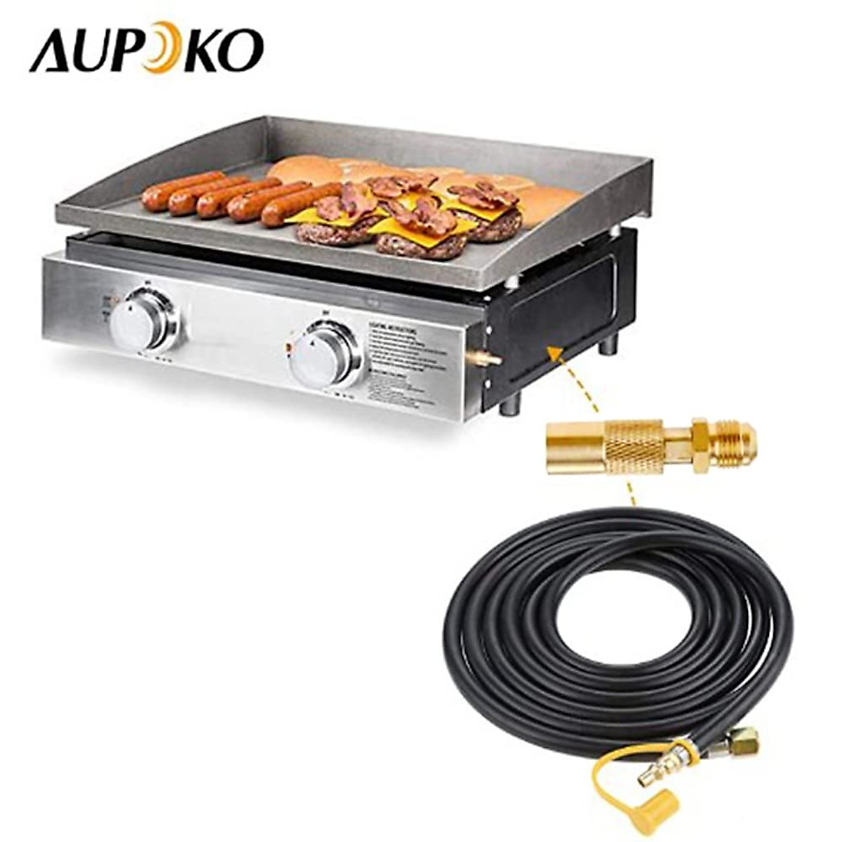 Aupoko 3/8 Propane Elbow Adapter Fitting, Fits for 17 Inch and 22 Inch Black Stone Tabletop Grill or Portable Gas Griddle Connect RV Trailer Extension Hose