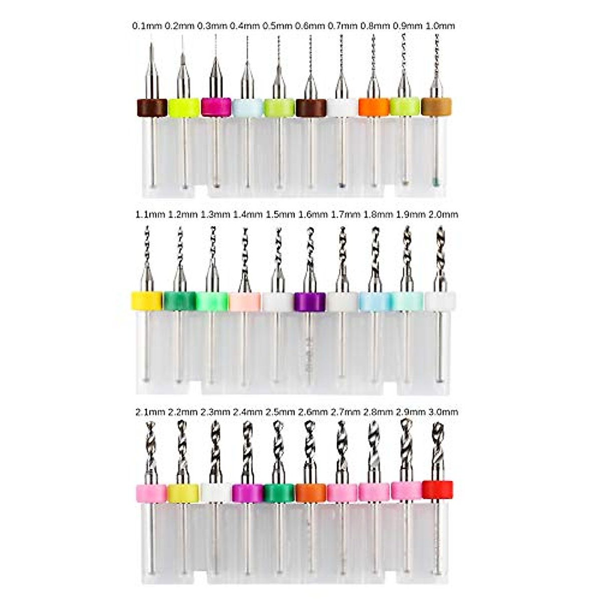 Genmitsu 30pcs PCB Drill Bits Set, 0.1mm-3.0mm, 1/8" Shank Spiral Flute CNC Router Bits for Print Circuit Board Jewelry CNC Engraving, PD30A