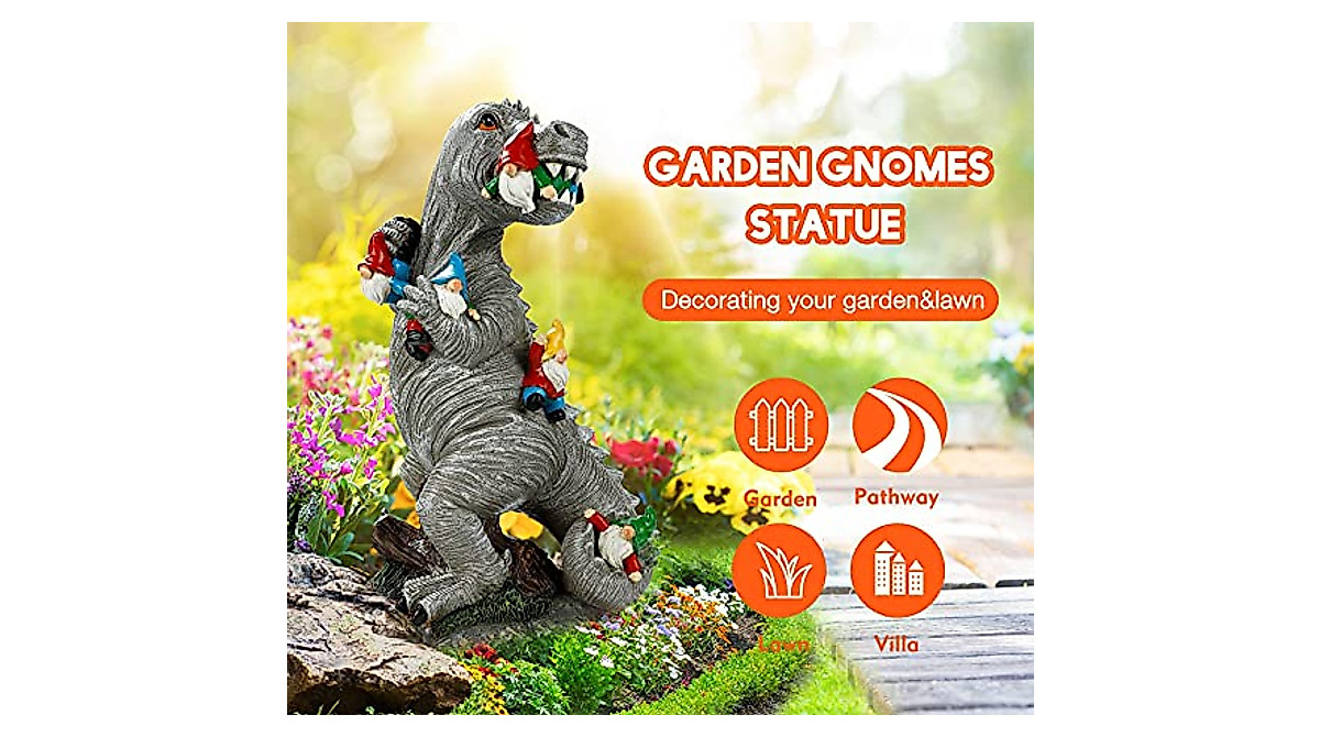 Charming Himaweek Dinosaur Gnome Garden Statue